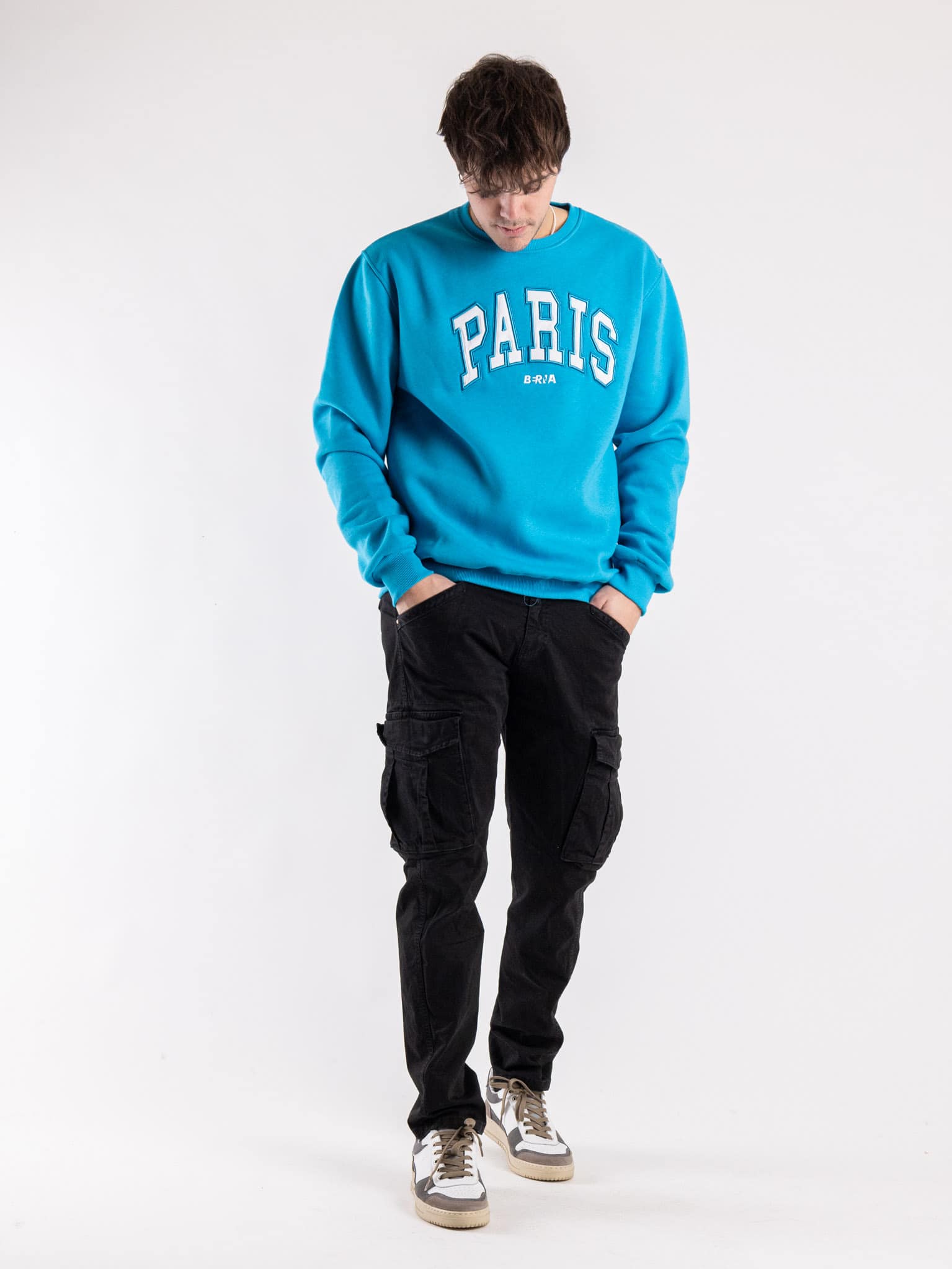 BERNA Felpa girocollo garzata con ricamo PARIS 233125 Poseidon Prezzo 0 ...