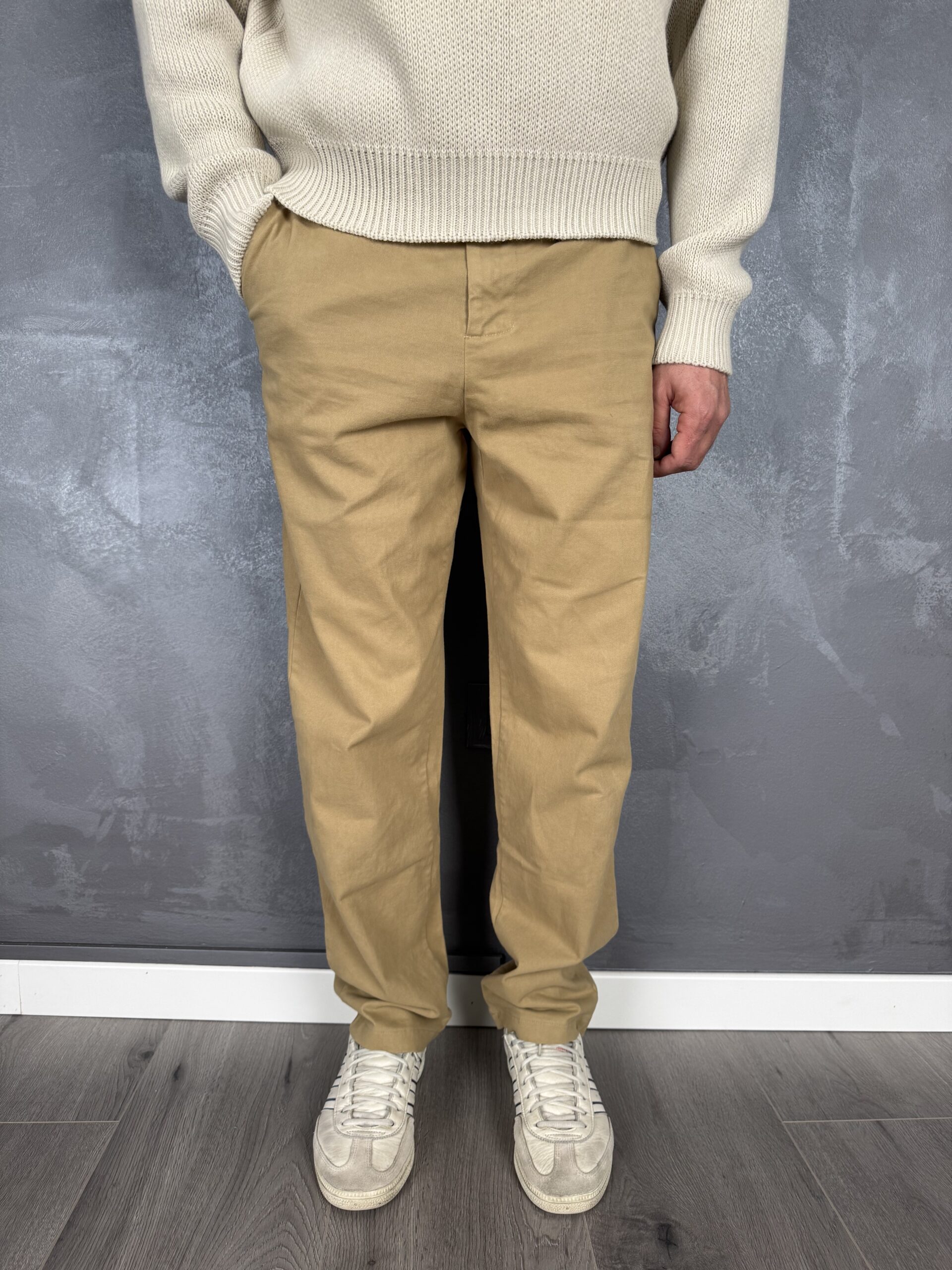 BL11 pantalone loose fit cotone cammello | Estasi Fashion