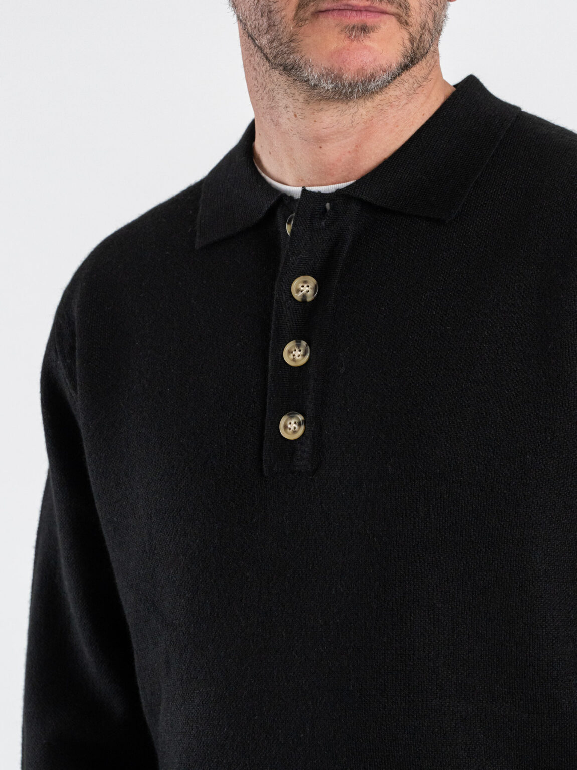 TOOCO Polo regular misto lana con stampa Black Estasi Fashion