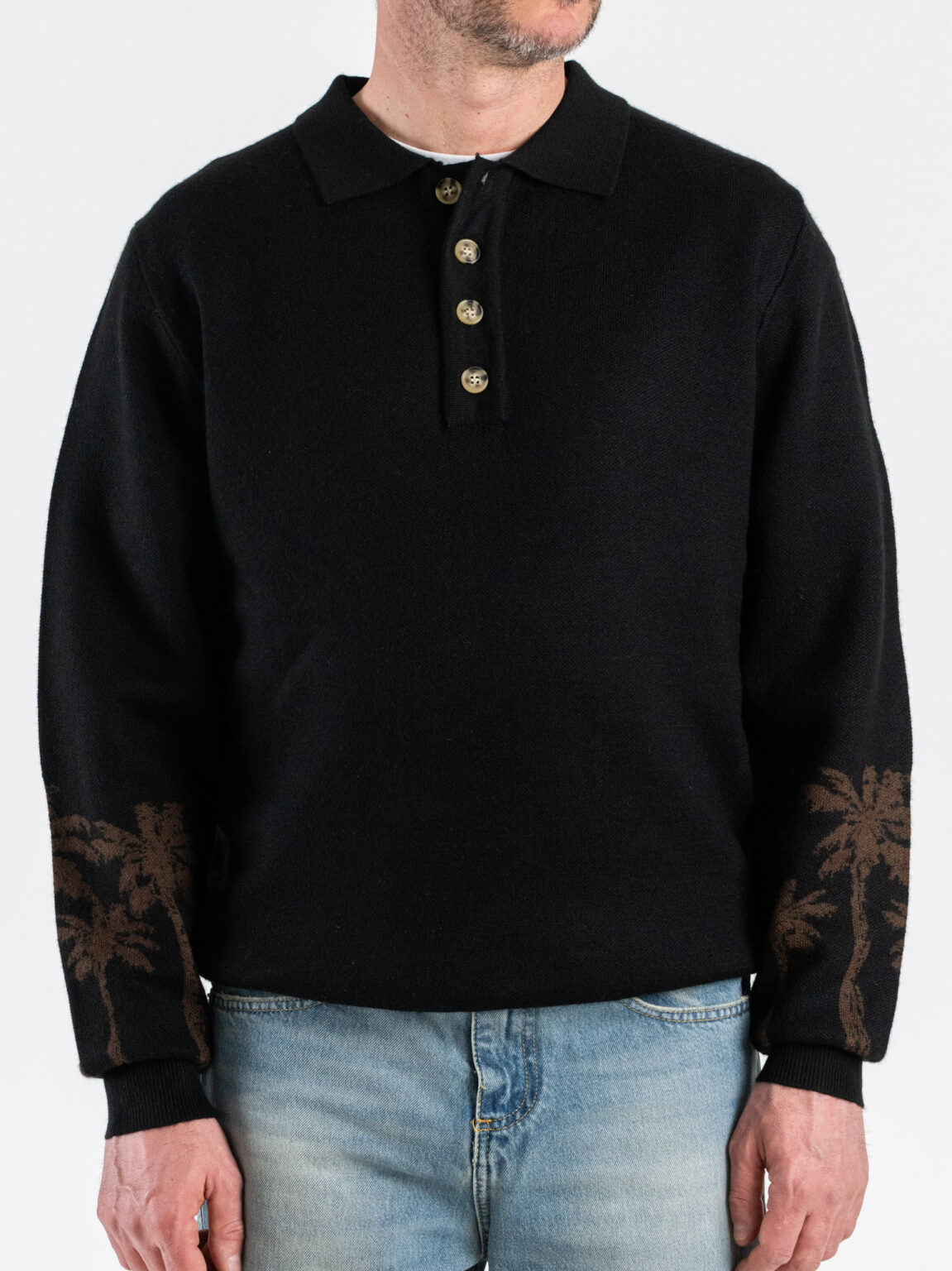 TOOCO Polo regular misto lana con stampa Black Estasi Fashion